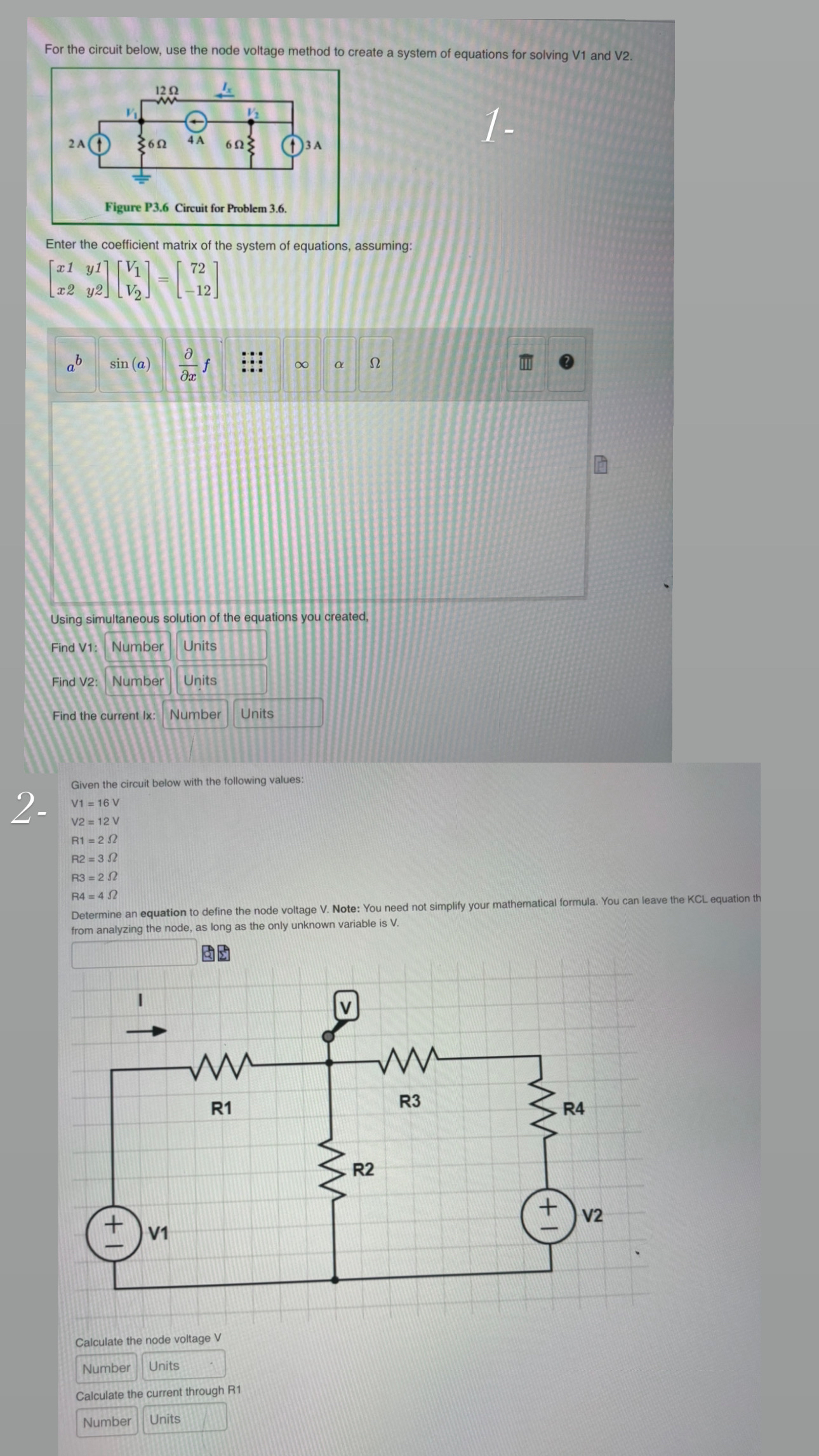 Solved For the circuit below, use the node voltage method to | Chegg.com