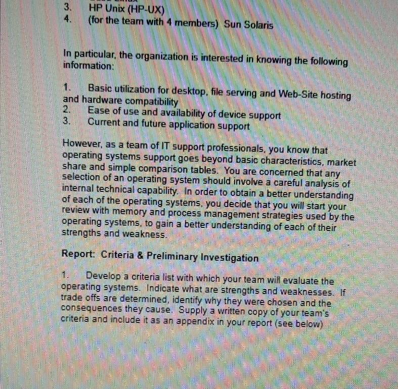 Solved 3. 4. HP Unix (HP-UX) (for the team with 4 members) | Chegg.com