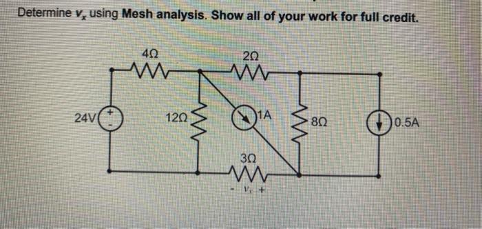 Solved Determine vx using Mesh analysis. Show all of your | Chegg.com
