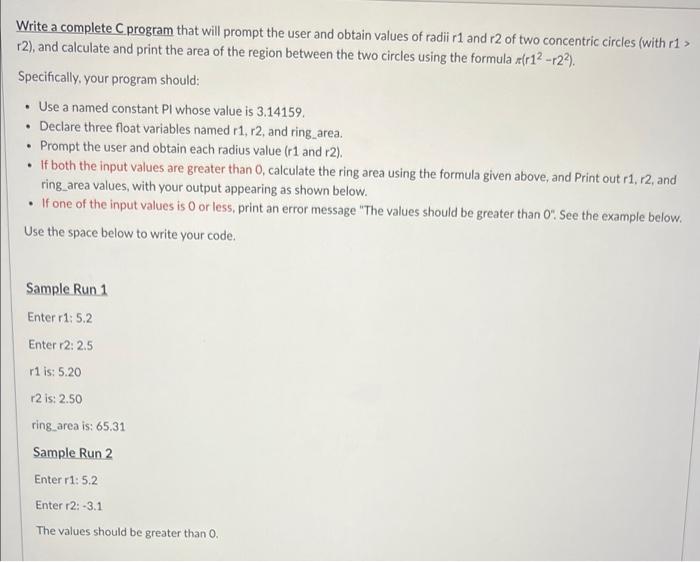 Solved Write a complete C program that will prompt the user | Chegg.com