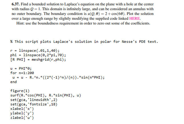 Solved 6.37. ﻿Find a bounded solution to Laplace's equation | Chegg.com