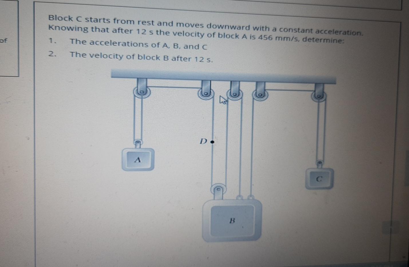 Solved Block C starts from rest and moves downward with a | Chegg.com