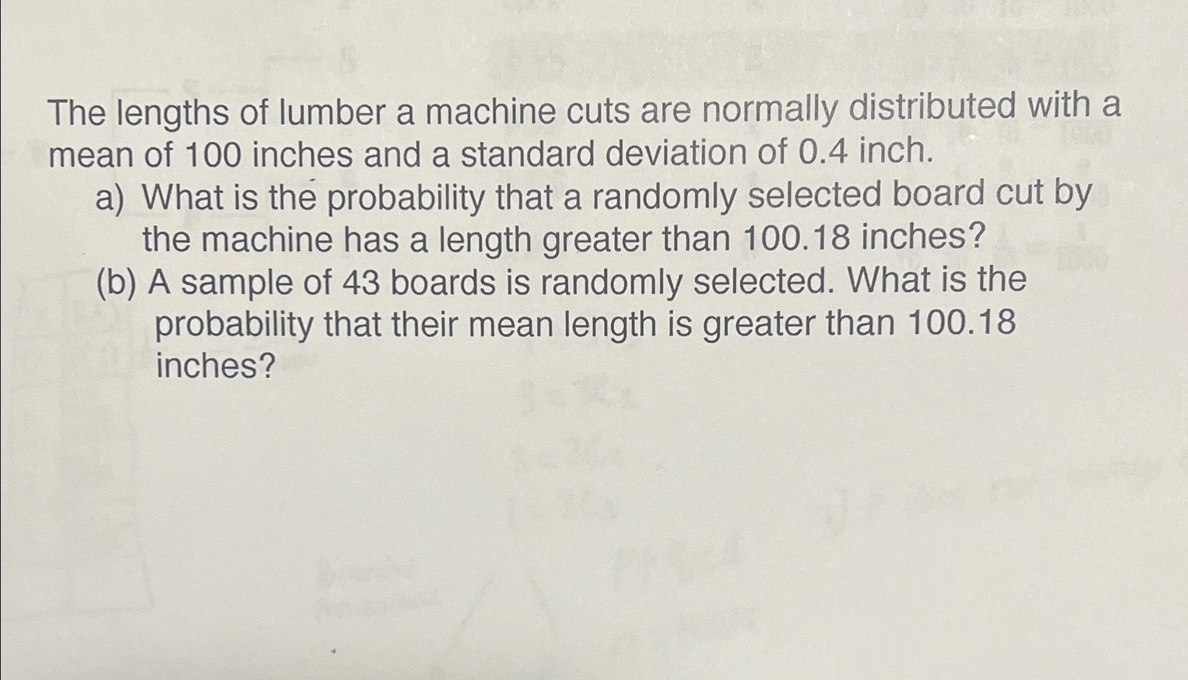 Solved The lengths of lumber a machine cuts are normally | Chegg.com