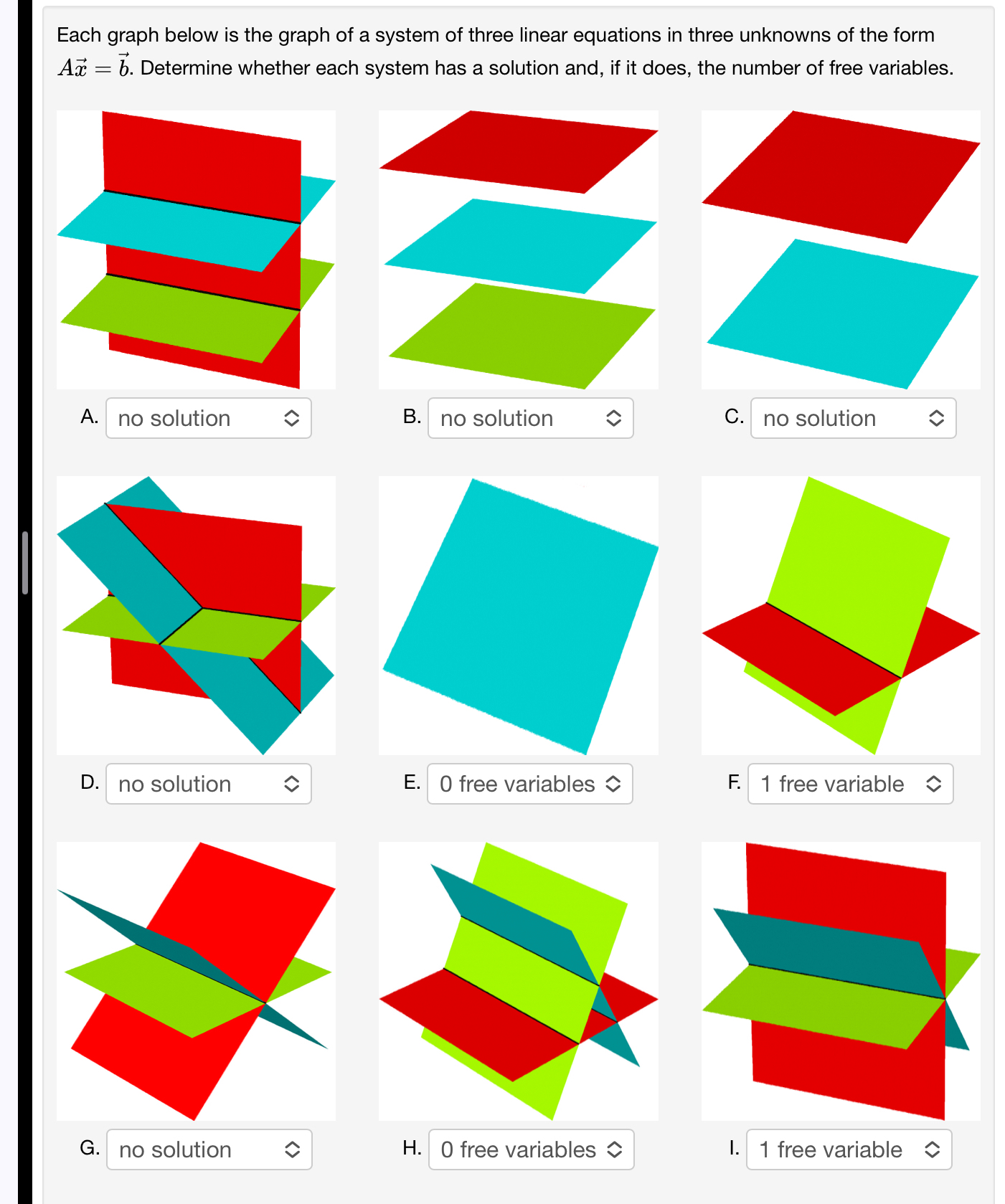 Solved Each graph below is ﻿the graph of ﻿three linear | Chegg.com