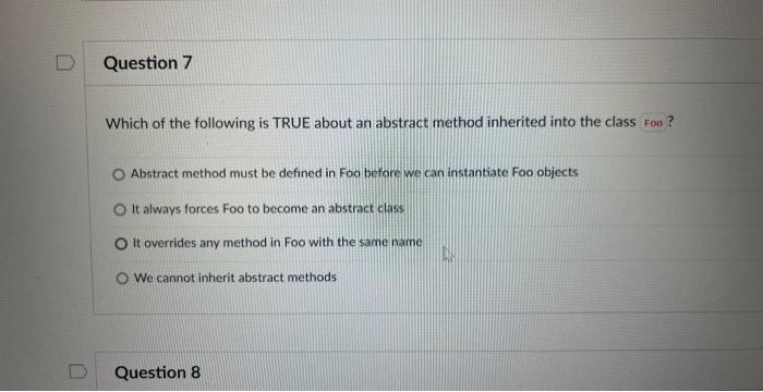 Solved Which of the following is TRUE about an abstract | Chegg.com