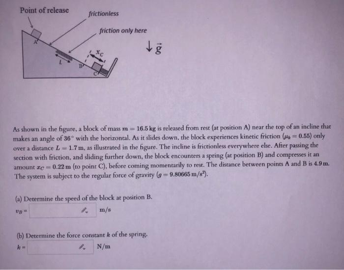 Solved Point of release frictionless friction only here 160 | Chegg.com