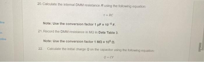 Solved 20. Calculate the internal DMM resistance Rusing the | Chegg.com