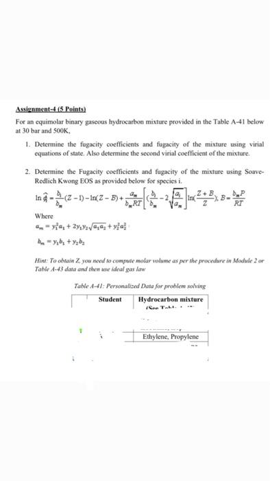 Solved Assignment-4 (5 Roints) For an equimolar binary | Chegg.com