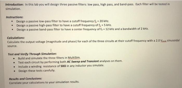 Solved Introduction: In this lab you will design three | Chegg.com