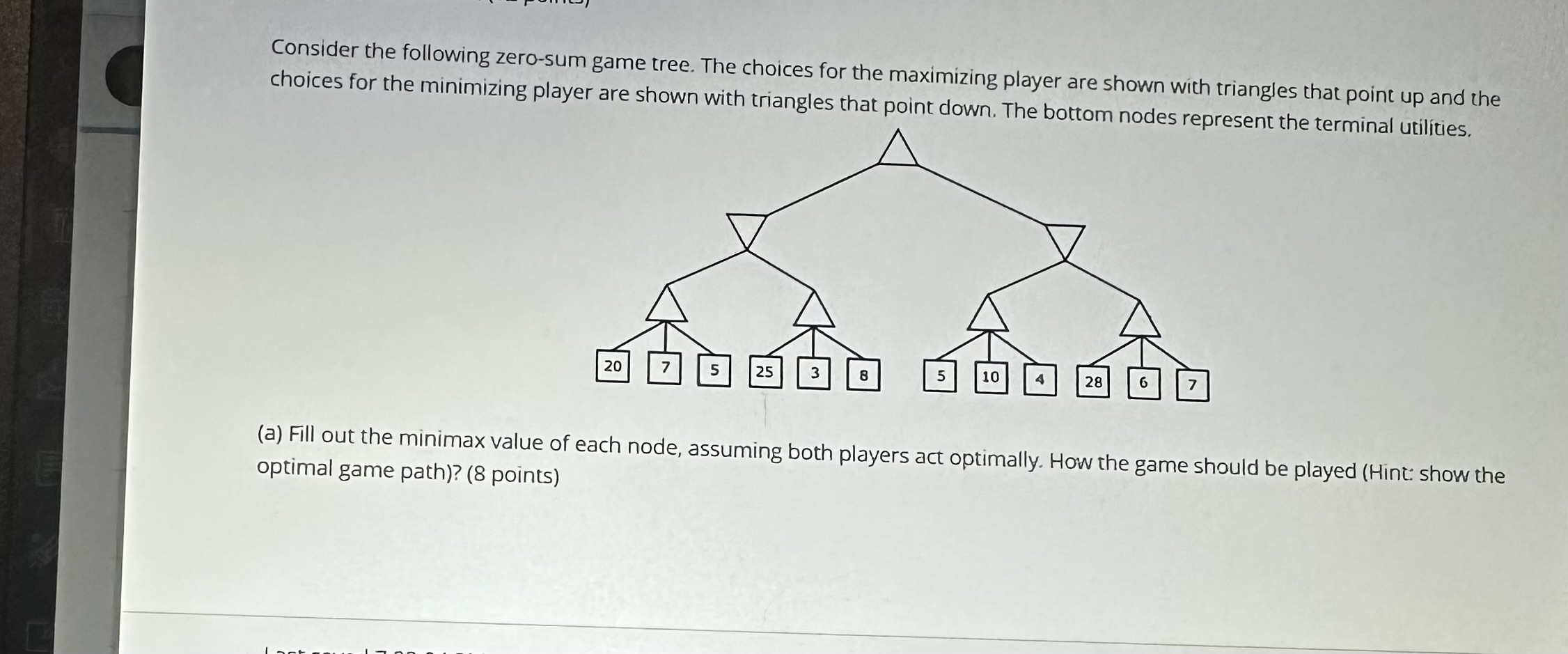 Solved Consider the following zero-sum game tree. The | Chegg.com