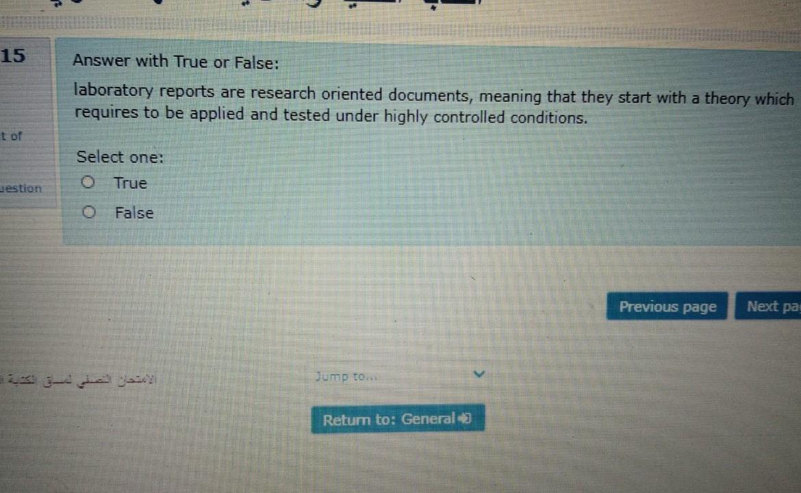 Solved 15 Answer with True or False: laboratory reports are | Chegg.com