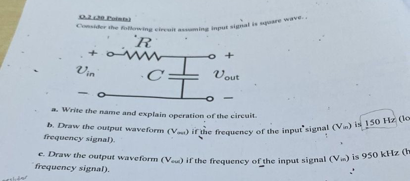 Solved Consider the following circuit assuming imput signal | Chegg.com