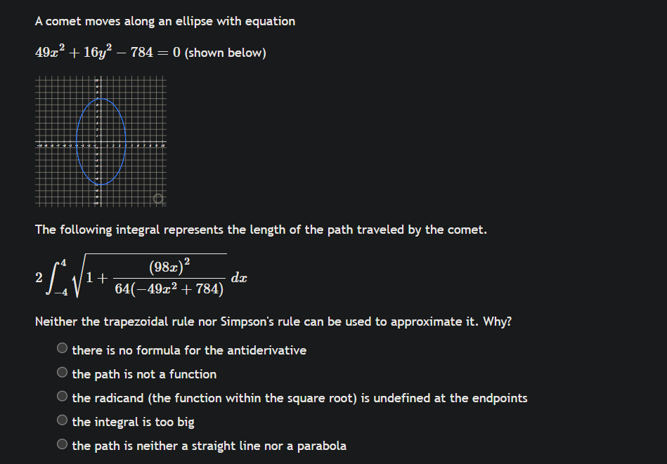 Solved A comet moves along an ellipse with | Chegg.com