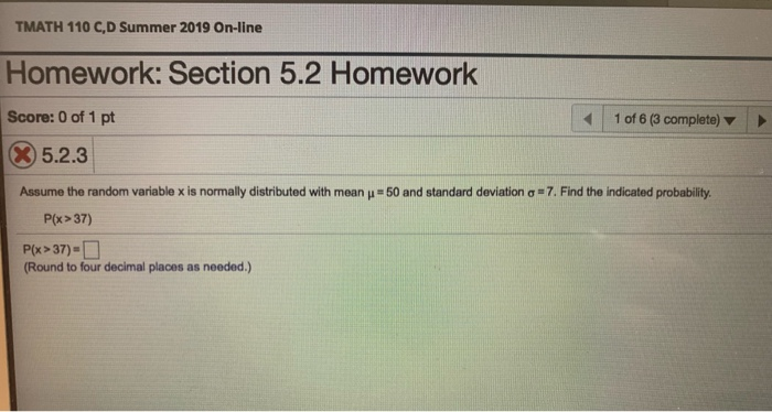 Solved Assume the random variable x is normally distributed | Chegg.com