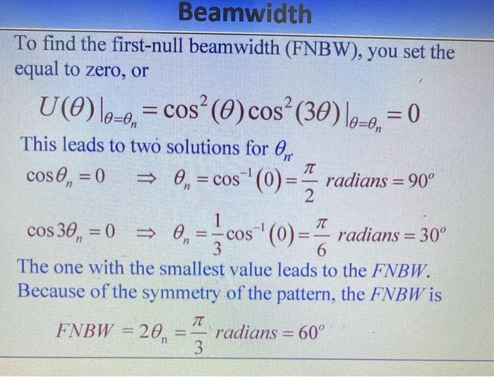 Solved Beamwidth Solution: a. Since the U(O) represents the | Chegg.com