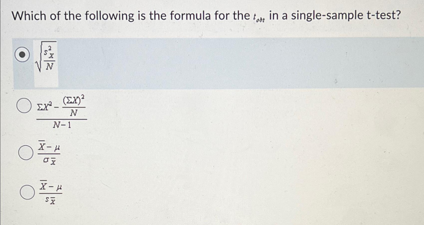 Solved Which of the following is the formula for the tobt | Chegg.com