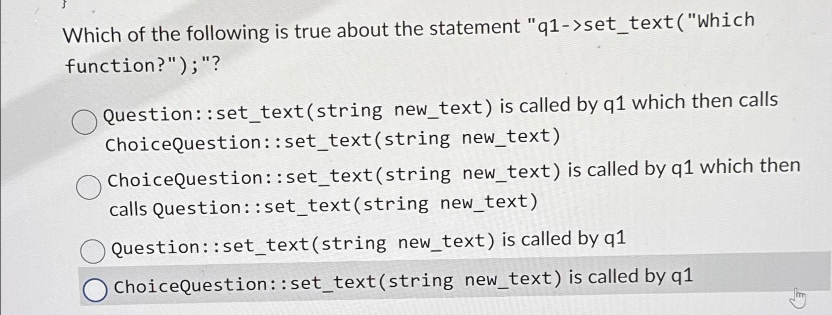 Solved Which of the following is true about the statement | Chegg.com
