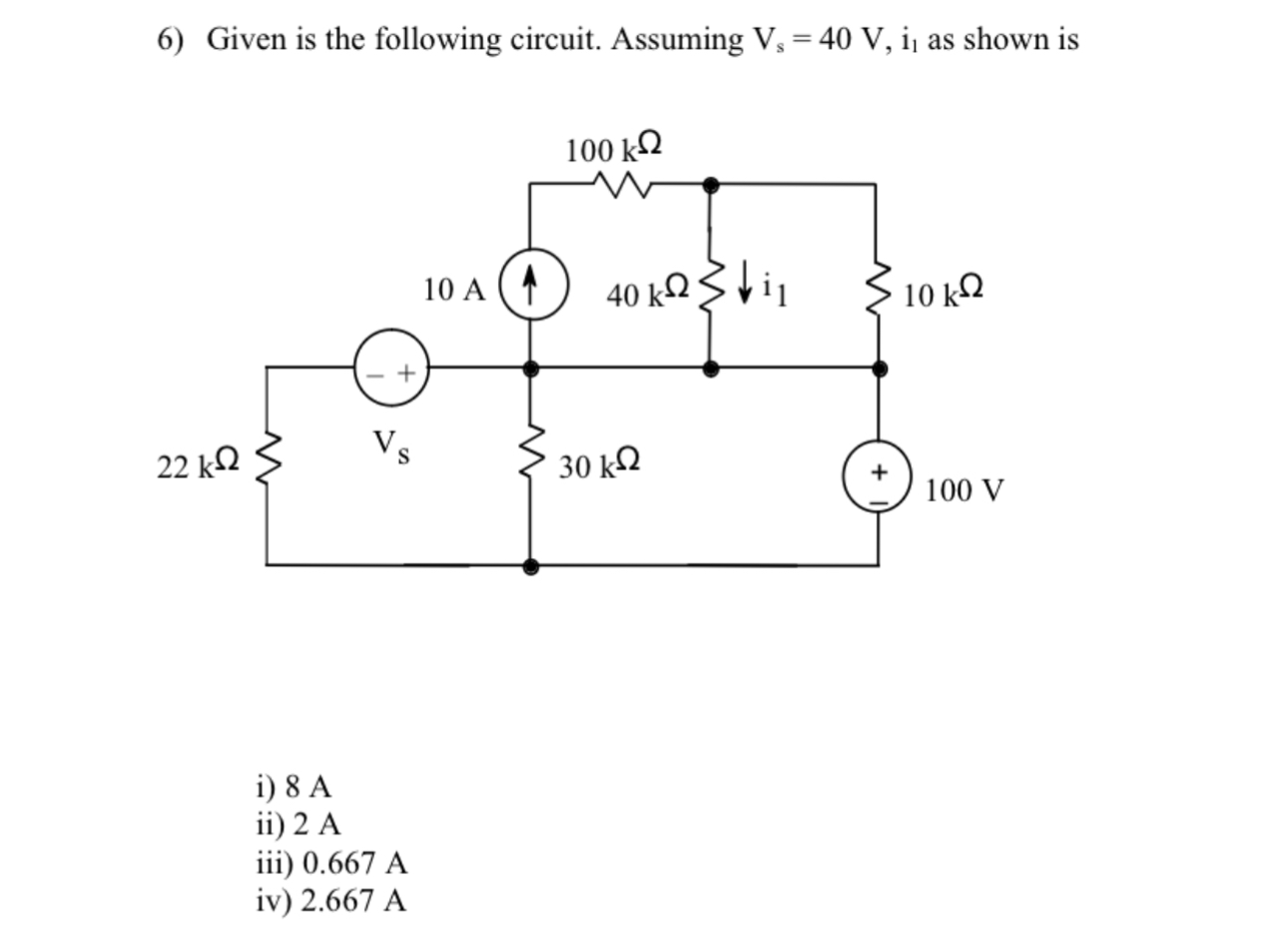 Solved 5) ﻿Given is the following circuit. Assuming | Chegg.com