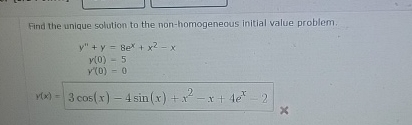 Solved Find the unique solution to the non-homogeneous | Chegg.com