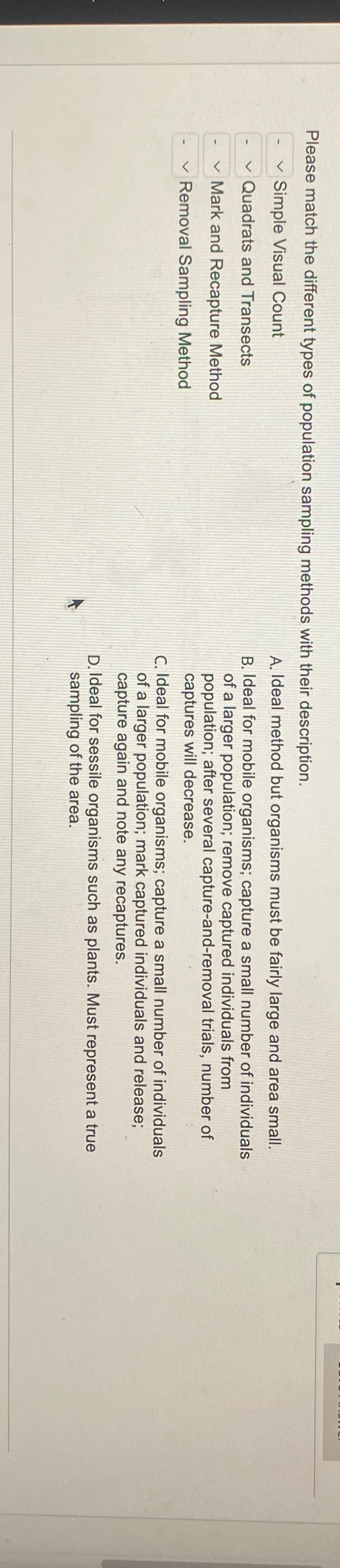 Solved Please match the different types of population | Chegg.com