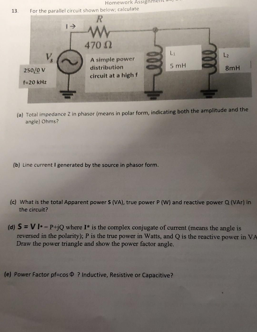 Solved 13. Homework Assignn For the parallel circuit shown | Chegg.com