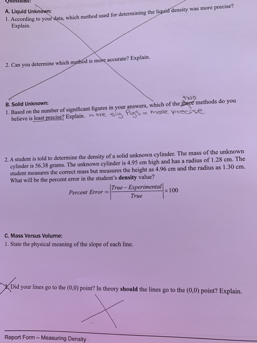 Solved UNKNOWN NUMBER Part B-Density of a Solid Method | Chegg.com
