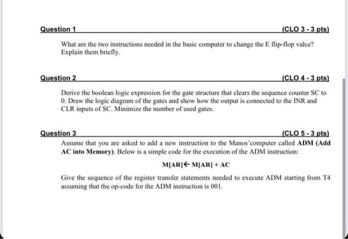 Solved What are the two instructions needed in the basic | Chegg.com