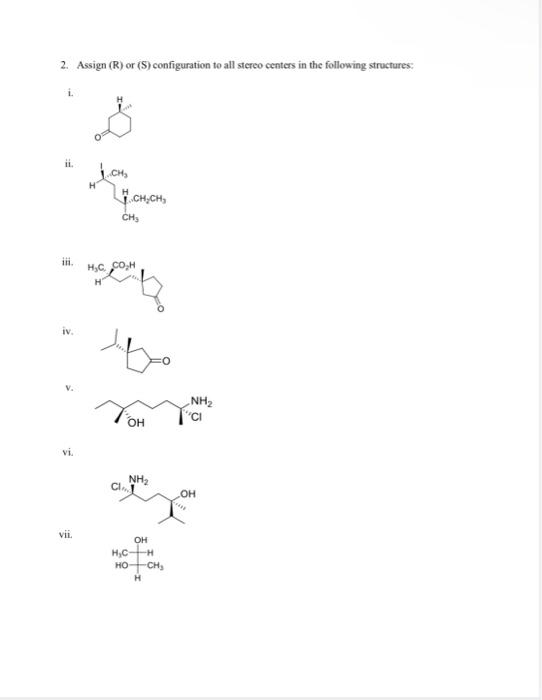 Solved 2. Assign (R) or (S) configuration to all stereo | Chegg.com