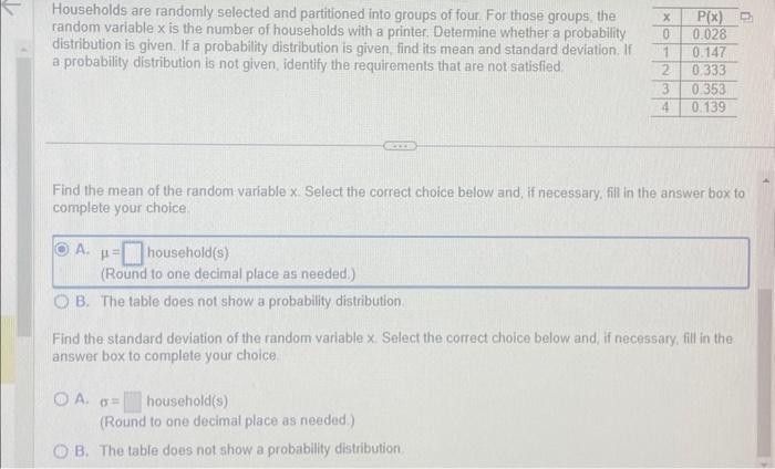 Solved Households are randomly selected and partitioned into | Chegg.com