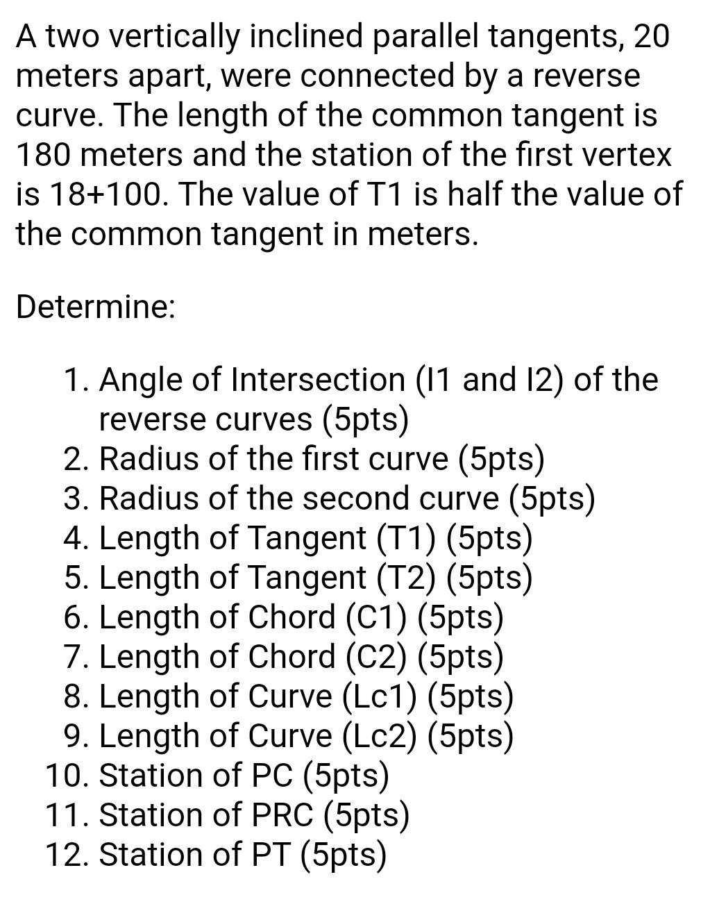Solved A two vertically inclined parallel tangents, 20 | Chegg.com