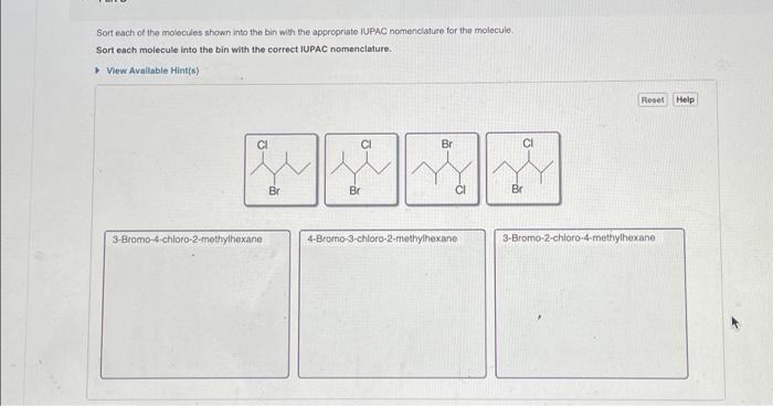 Solved Sort each of the molecules shown into the bin with | Chegg.com