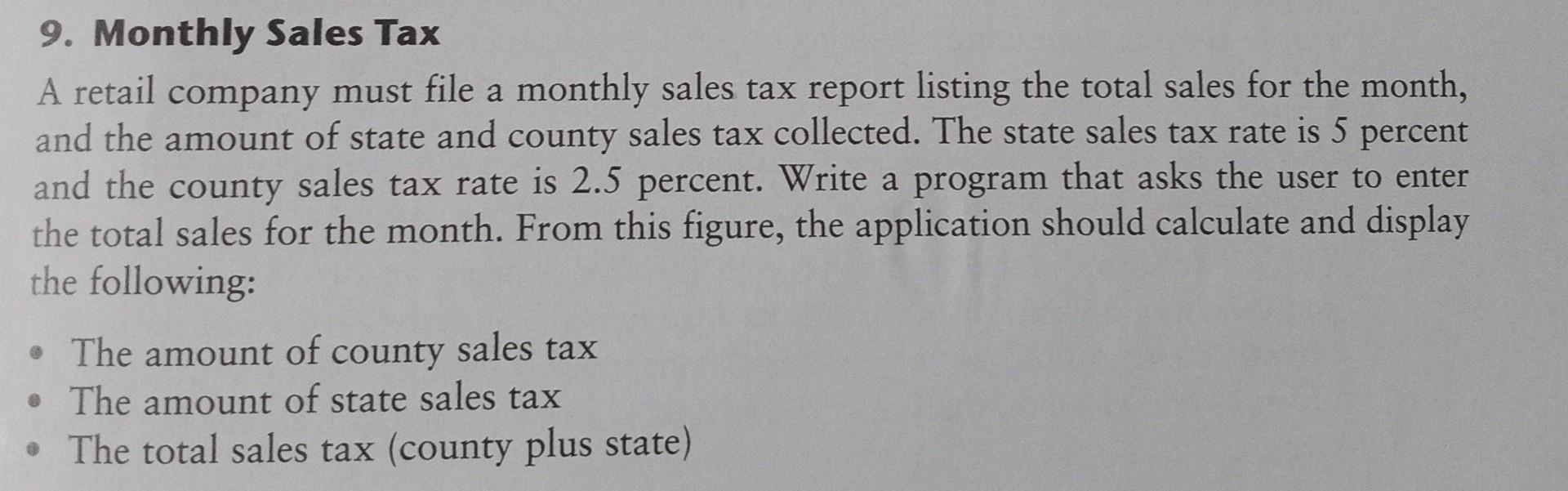 Solved Assignment 5 is Programming Exercise 9 (Monthly Sales | Chegg.com