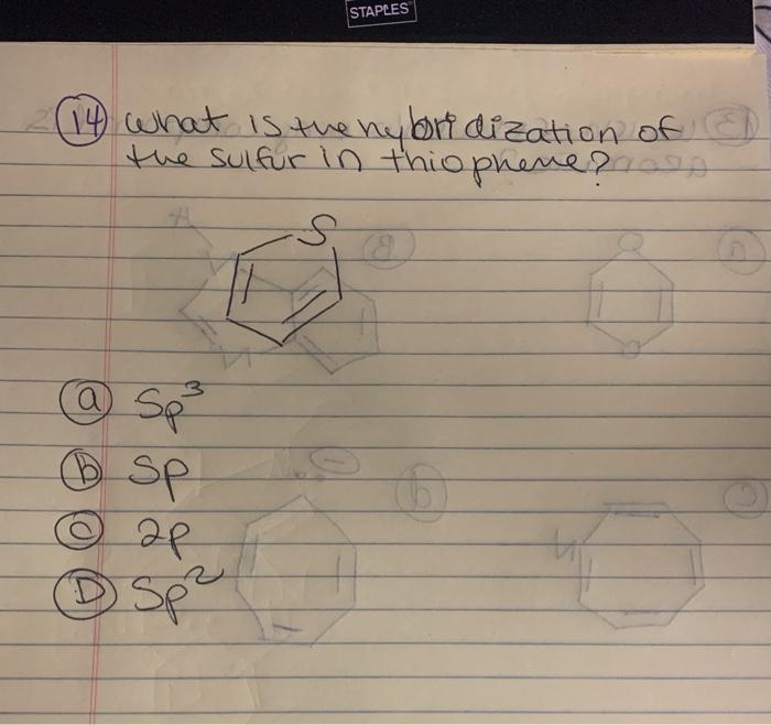 Solved STAPLES (14 what is the hybridization of the sulfur | Chegg.com