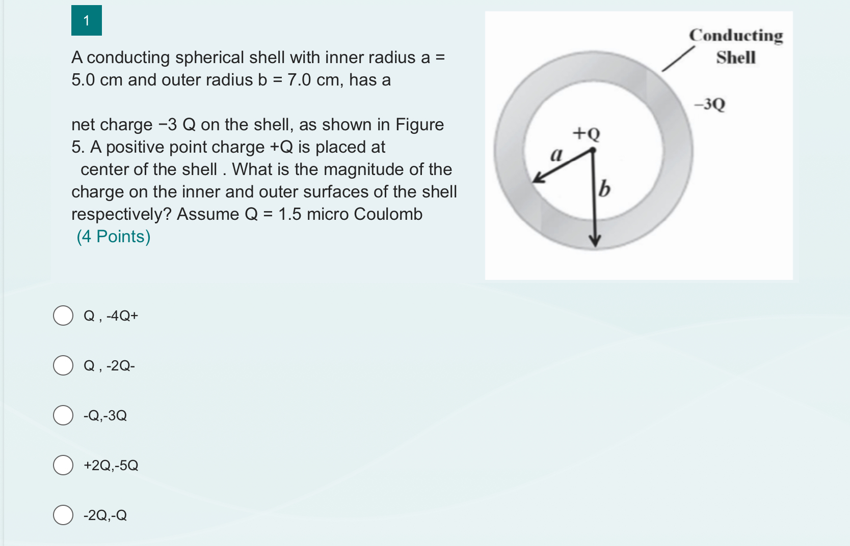Solved 1A conducting spherical shell with inner radius | Chegg.com