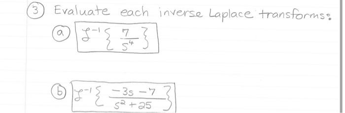 Solved (3) Evaluate each inverse Laplace transforms: (a) | Chegg.com