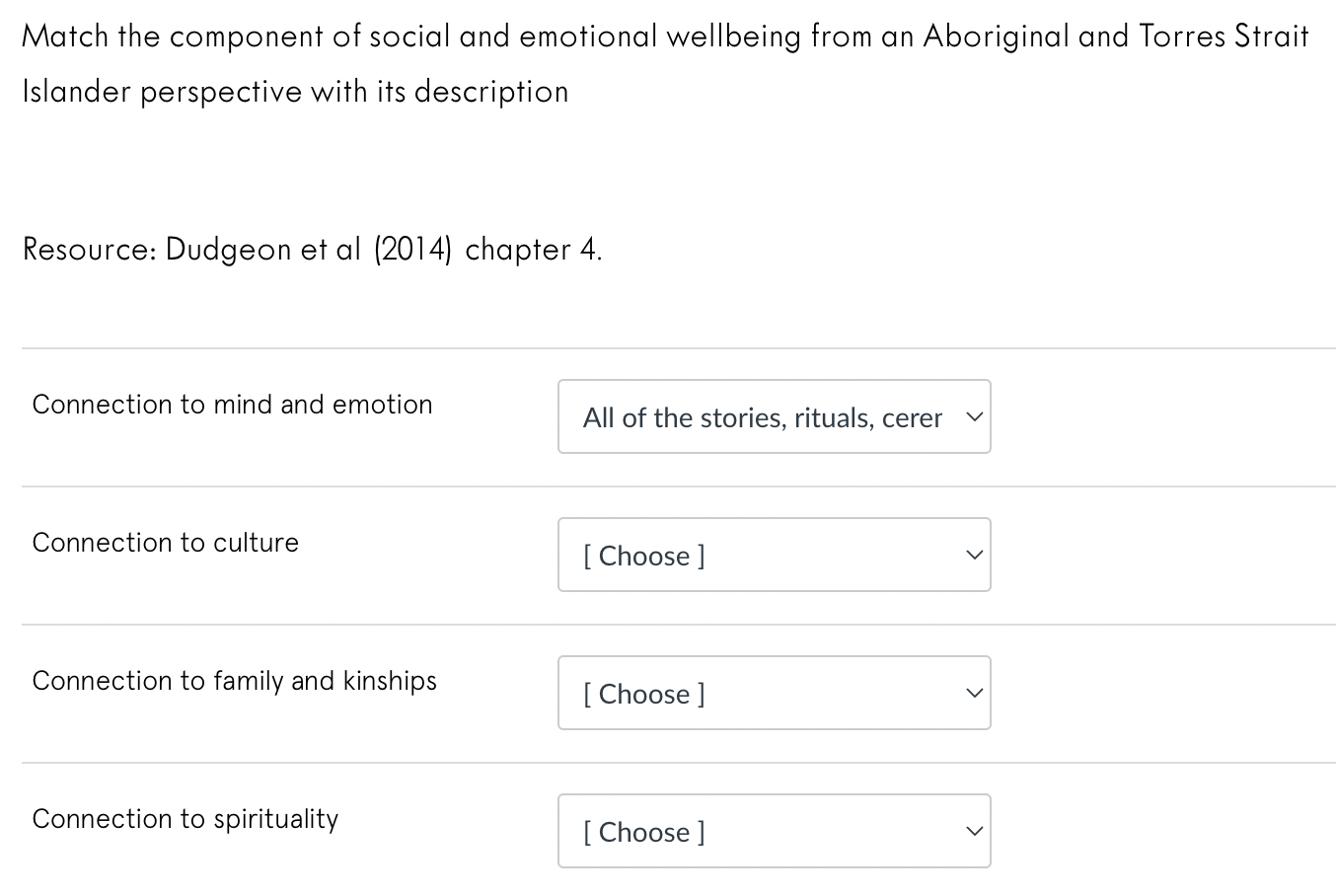 Solved Match the component of social and emotional wellbeing | Chegg.com
