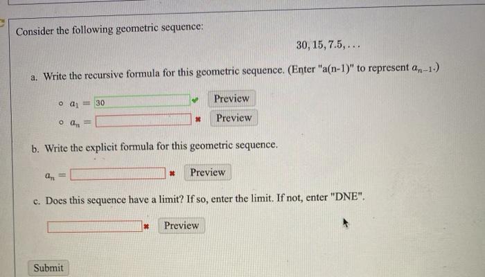 Solved Consider the following geometric sequence: 30, 15, | Chegg.com