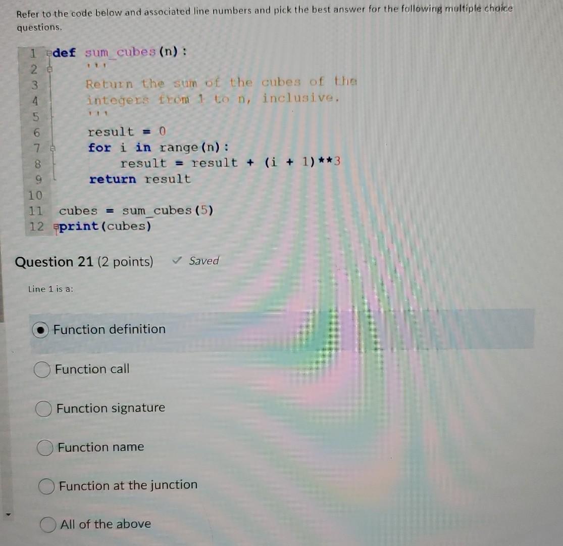 Solved Refer to the code below and associated line numbers | Chegg.com