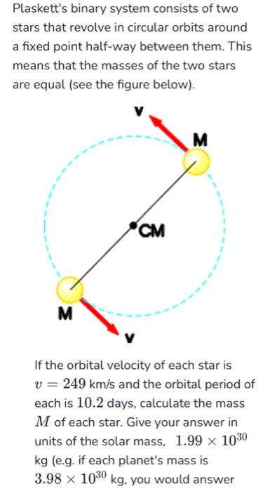 Solved Plaskett's binary system consists of two stars that | Chegg.com