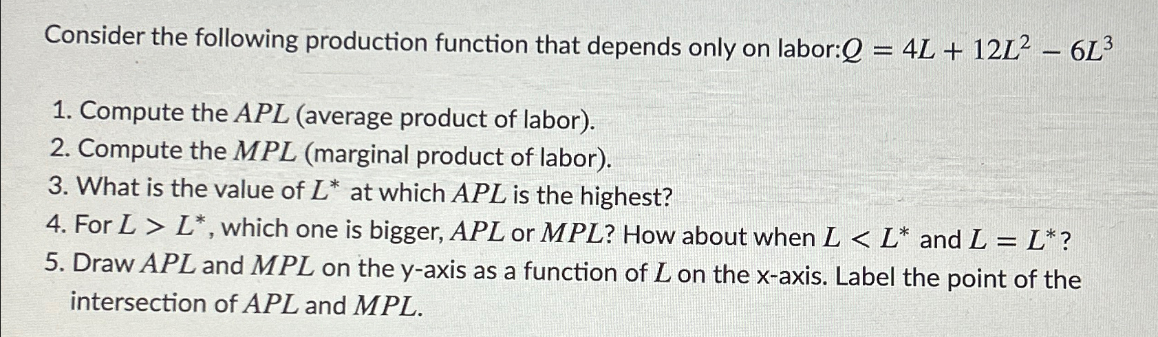 Solved Consider the following production function that | Chegg.com