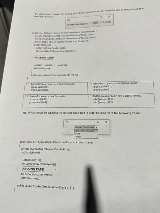 Solved Q1. What is the name of the swing class that is used | Chegg.com