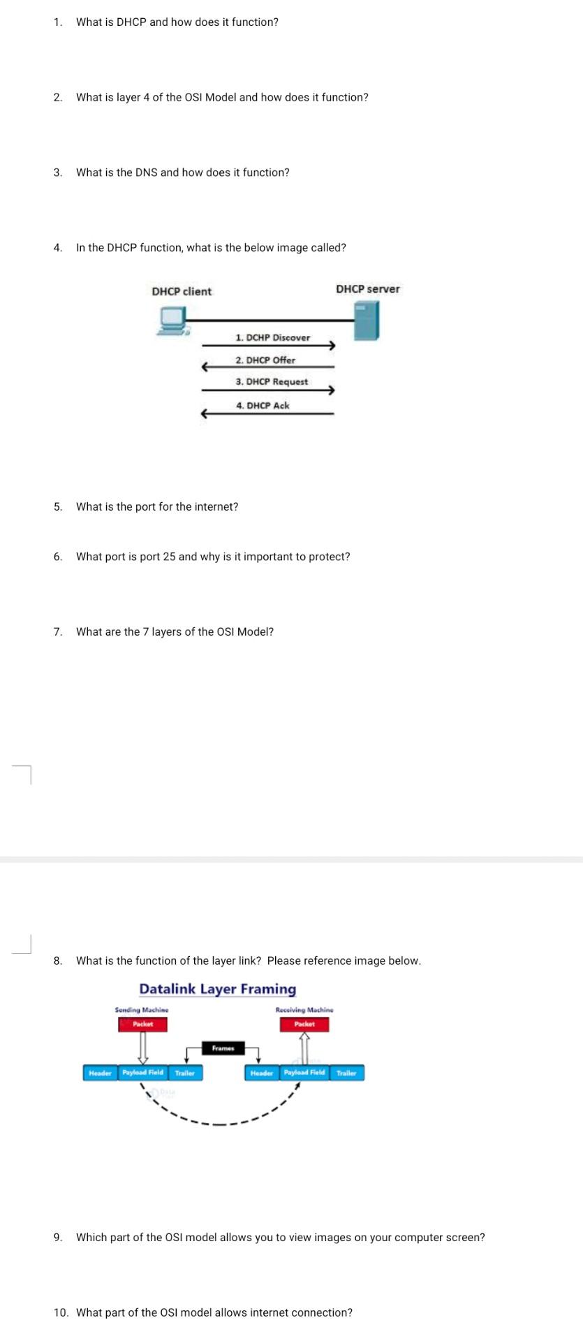 Solved 1. What is DHCP and how does it function? 2. What is | Chegg.com