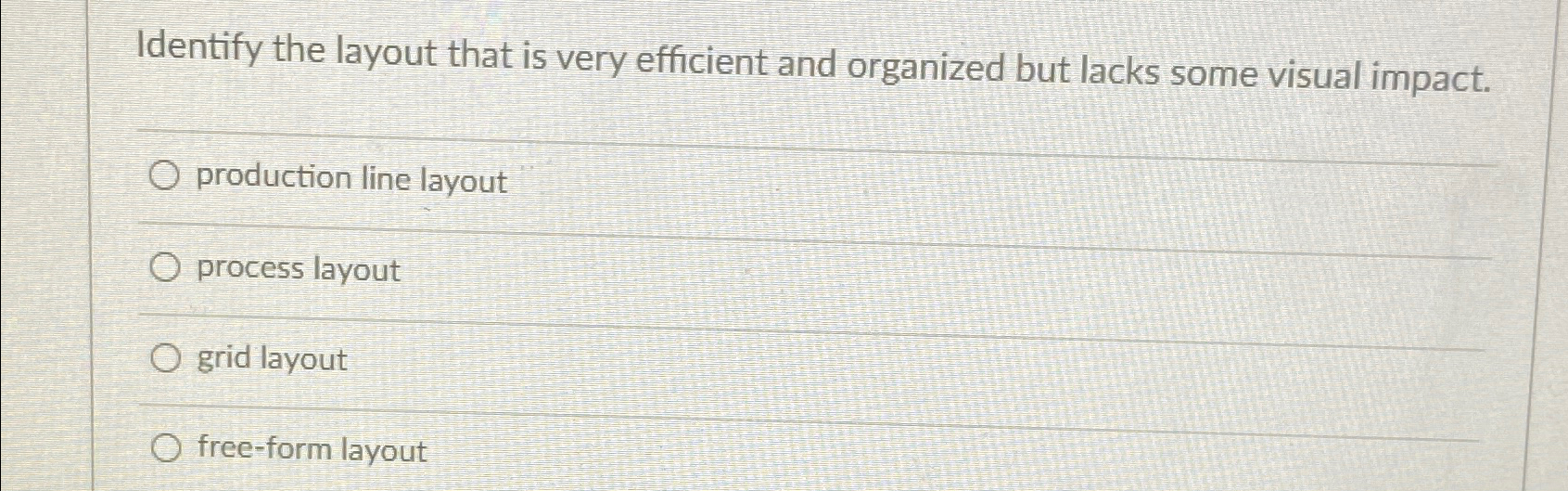 Solved Identify the layout that is very efficient and | Chegg.com