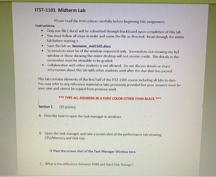Solved ITST-1101 Midterm Lab Please read the instructions | Chegg.com