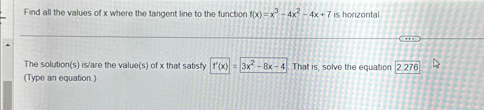 Solved Find all the values of x ﻿where the tangent line to | Chegg.com