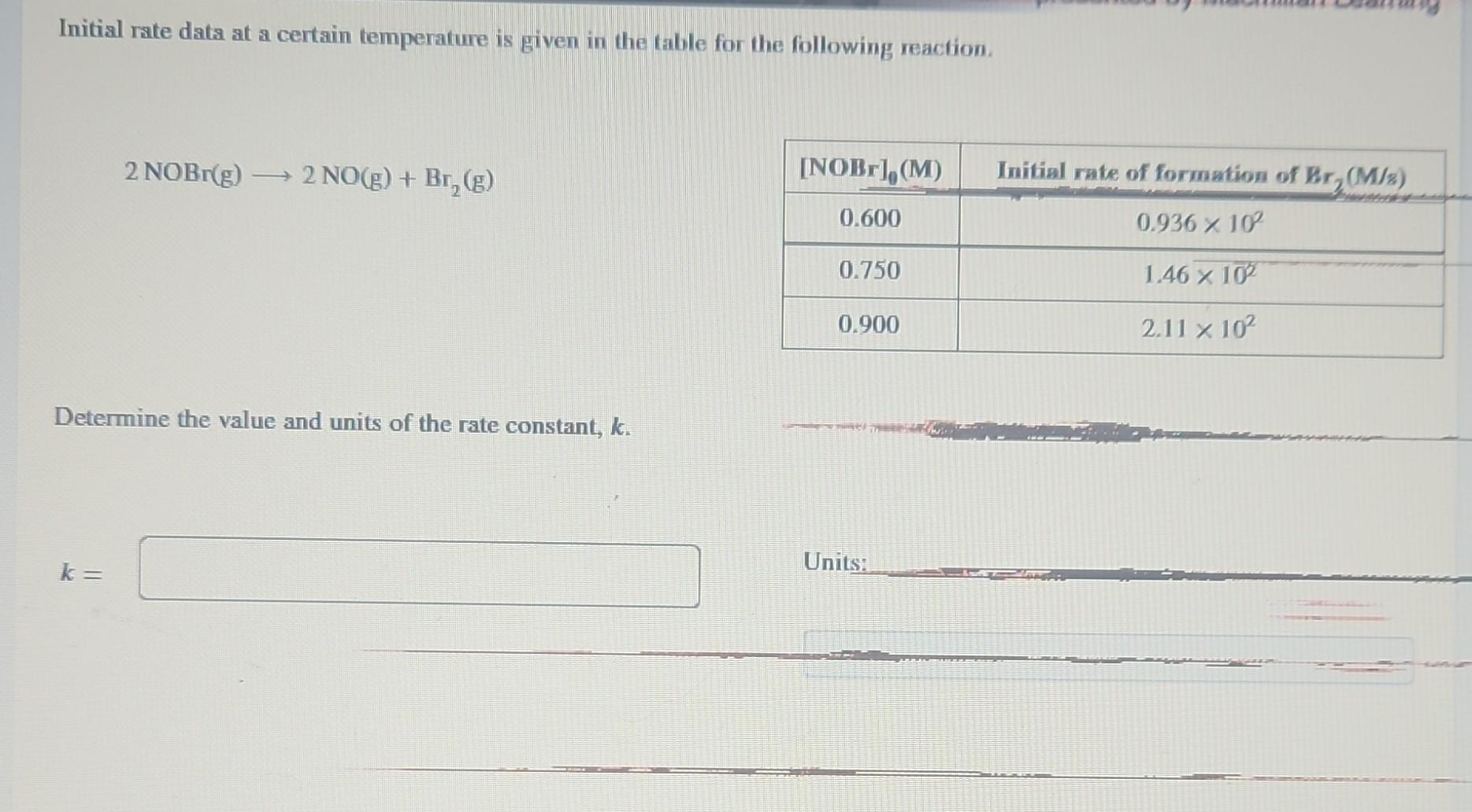 Solved Initial Rate Data At A Certain Temperature Is Given