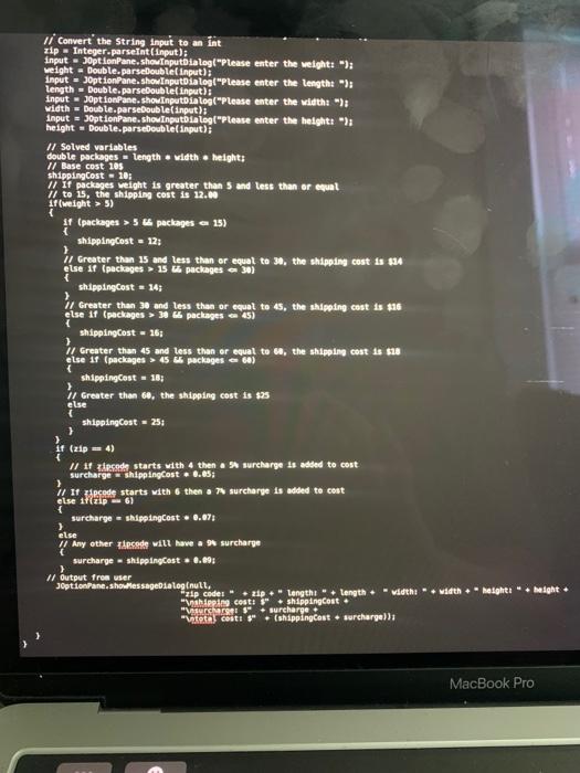 Solved This is the Calculating shipping Cost assigneent | Chegg.com