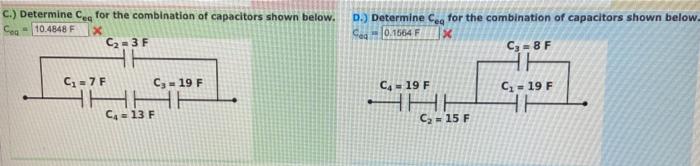 Solved C.) Determine Cee for the combination of capacitors | Chegg.com