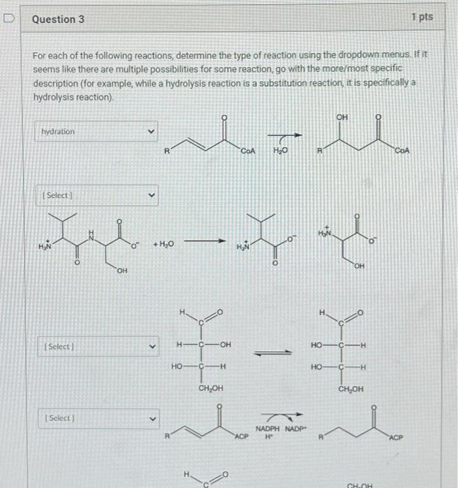 Solved For each of the following reactions, determine the | Chegg.com