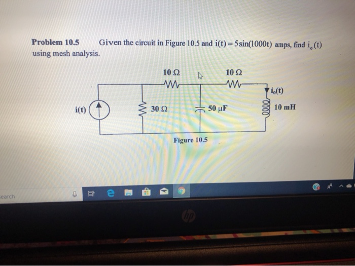 Solved Given the circuit in Figure 10.5 and i(t) 5sin(1000t) | Chegg.com